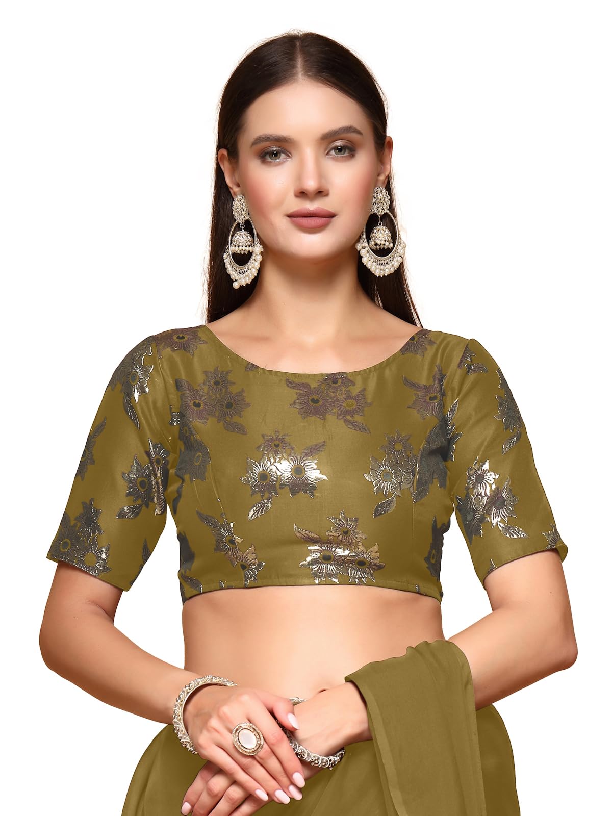 Oomph! WomenS Indian Ethnic Wear Designer Floral Pattern Zari Work Boat ...