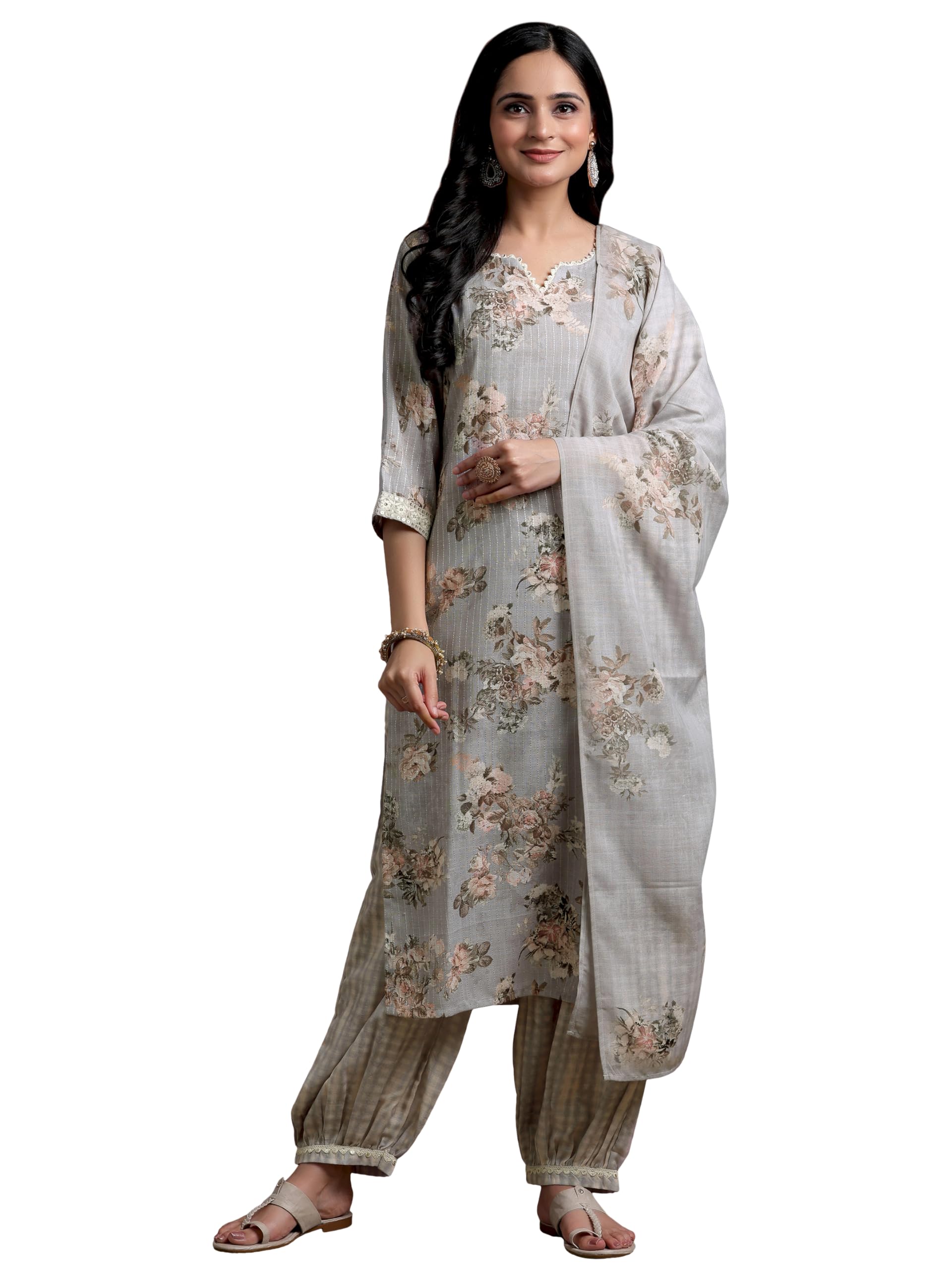 Libas WomenS Cotton Kurta Set (35359_Grey – India Ethnicity