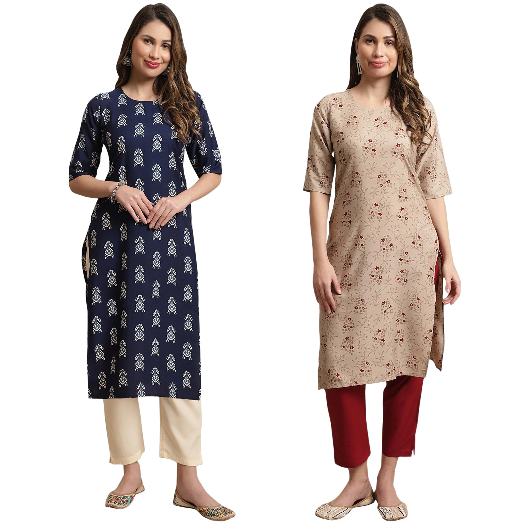 Tee Projekt Crepe Printed Kurti & Pant Set For Women Ethnic Wear Casual ...