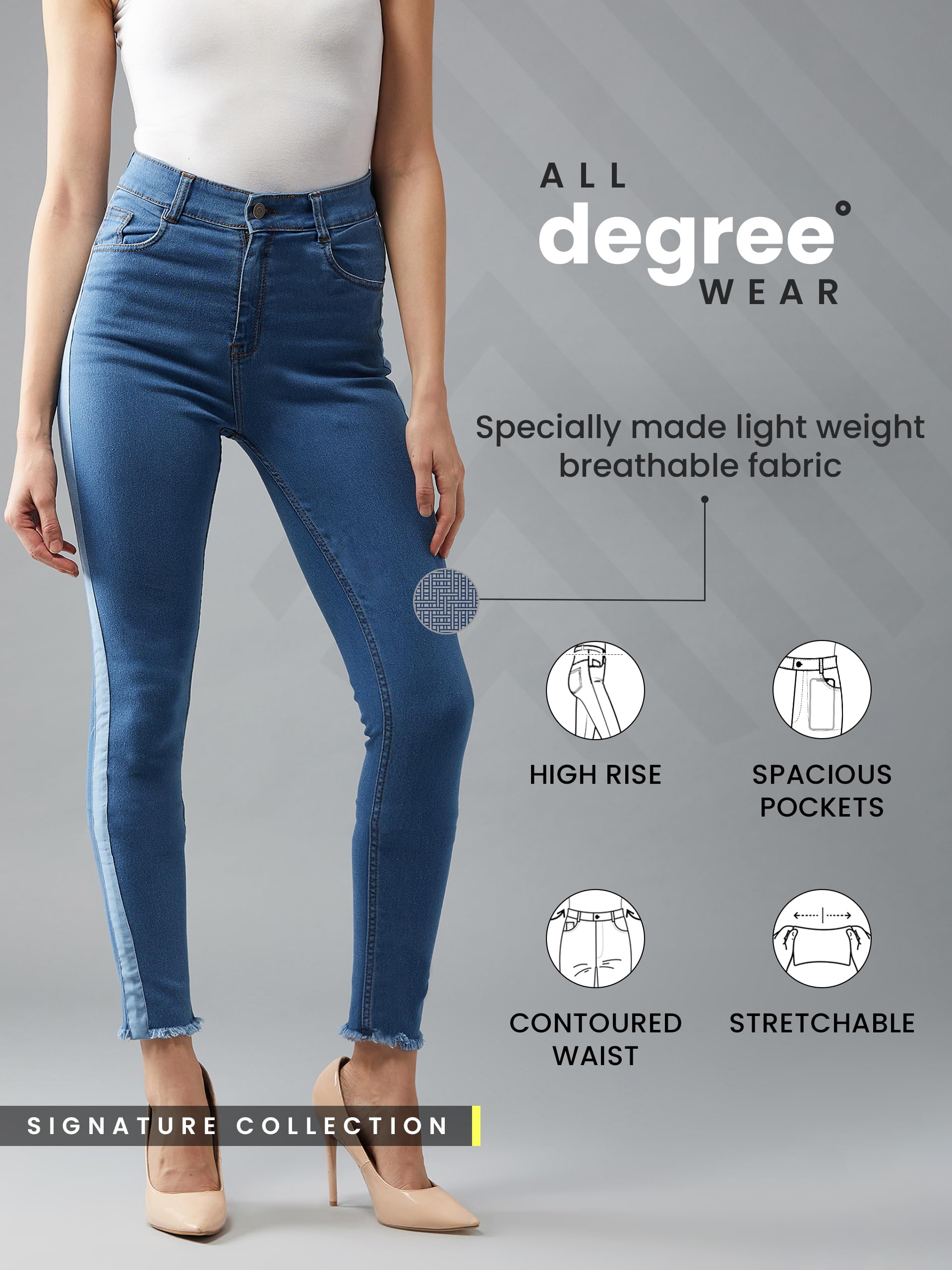 Dolce Crudo Womens Blue Skinny High Rise Clean Look Fringe and Silky ...